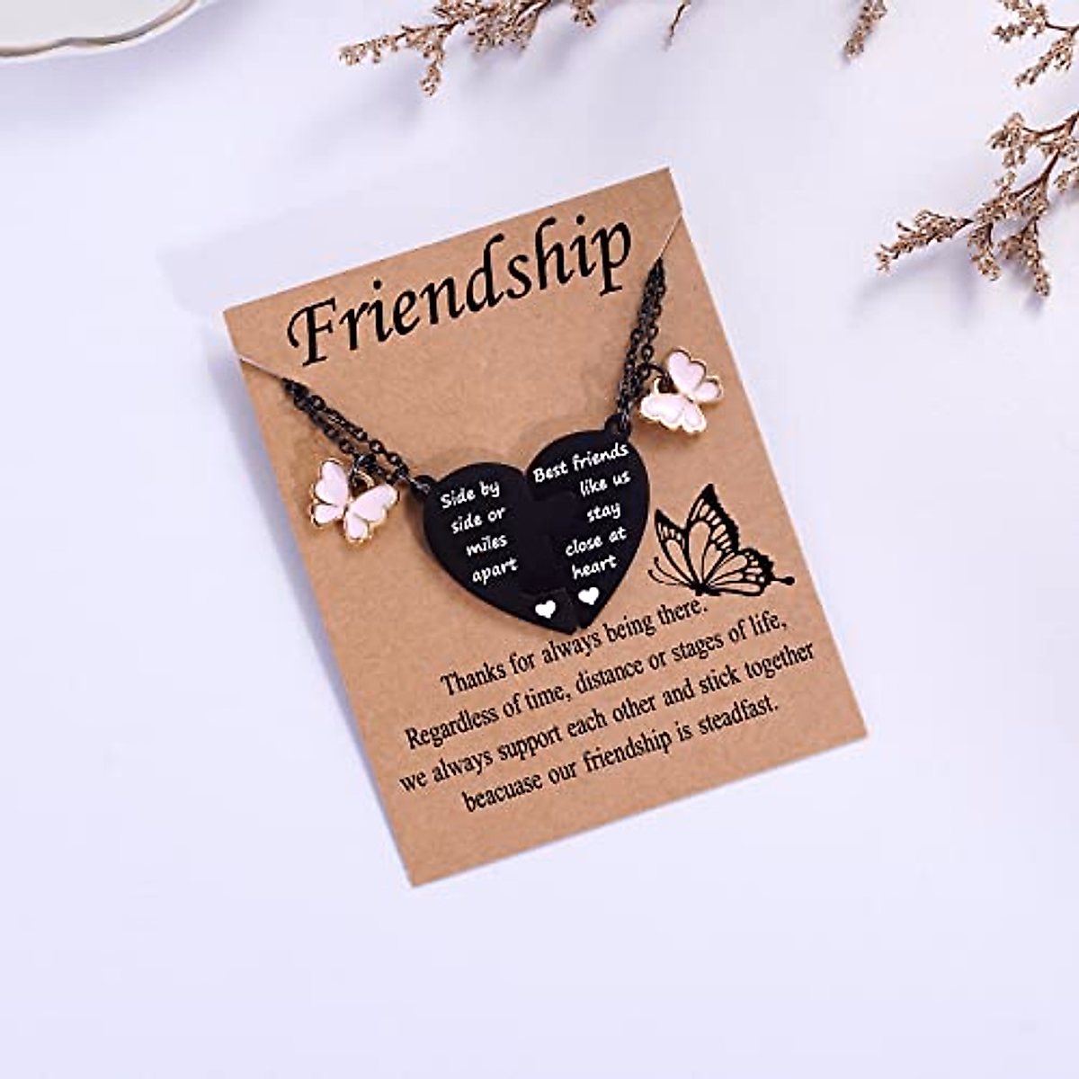 Friendship Necklace Set of 2 for Best Friends Jewelry for 2 Teen Girls Bestie Long Distance Friendship BFF Matching Heart Necklaces for Valentines Day Birthday Xmas