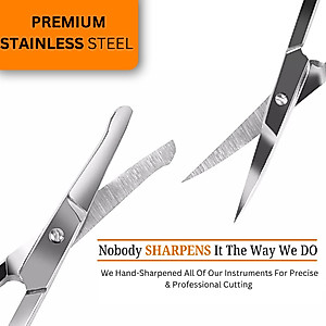 ProMax Care Eyebrow Scissors, Small Scissors for Men and Women - Curved and Rounded Nose Hair Scissors for Grooming Mustache, Beard, Eyelashes, Ear Hair Trimming- Professional Stainless Steel -