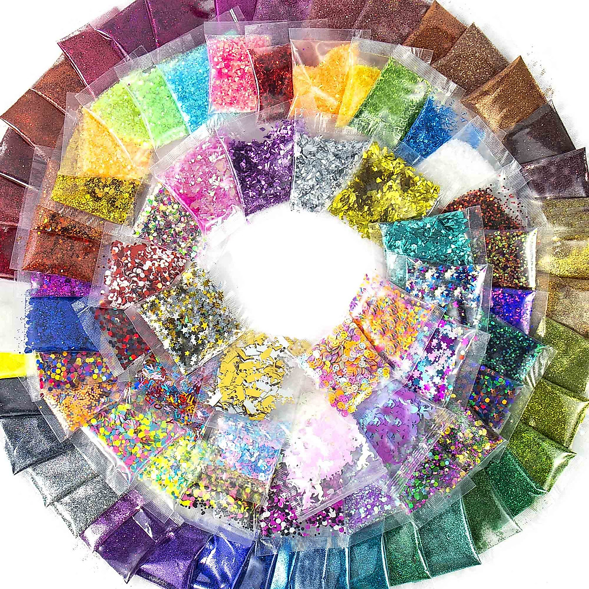 Horizon Group USA Assorted Glitter 90 Pack, Includes Fine, Neon Glitter, Shapes, Foil Glitter & More, Great For Resin Projects, Group Arts and Crafts, DIY Projects, Back to School Supplies & Art Class