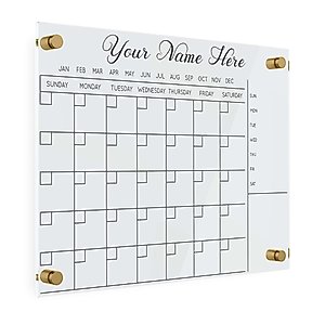 Personalized Acrylic Calendar for Wall - Ships Next Day, Made in America, Clear Dry Erase Planner for Home, Office, & Family, Glass Calendar Alternative, Easy to Clean (Clear - 16x20)
