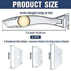 WILLBOND 1 Set Heavy Duty Shark Knife with Utility Knife Blades Replacement Roofing Tools Carpet Knife Blade Cutter for Indoor Outdoor