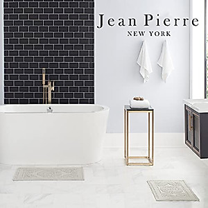 Jean Pierre New York Cotton StoneWash Medallion 21x34 in.Bath Rug, Gray