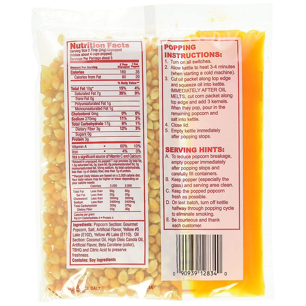 Popcorn Supply 5.5 OZ Portion Pack for 4 OZ Popper - 6PACK