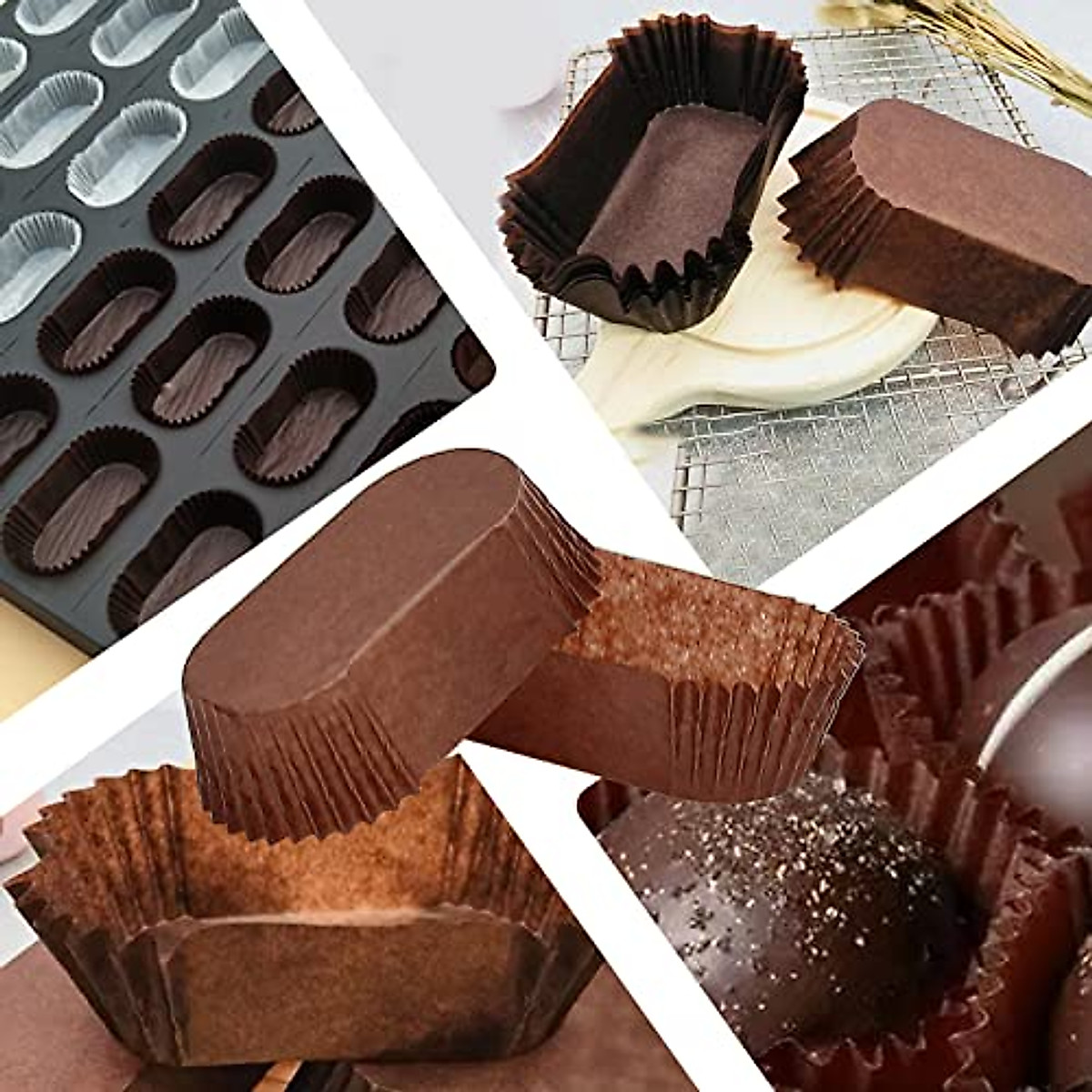 1000Pcs Oval Cake Cups, Boat Shape Paper Cups,Disposable Paper Liner Bread Loaf Pans, Loaf Liners for Baking Cupcake Muffin Bread (Coffee)