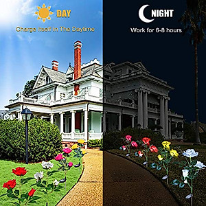 Solar Garden Stake Lights, Waterproof Solar Rose Lights Outdoor Decorative Rose Flowers LED Lights with 3 Roses for Garden Landscape Lawn Yard Courtyard Patio Backyard Decorations