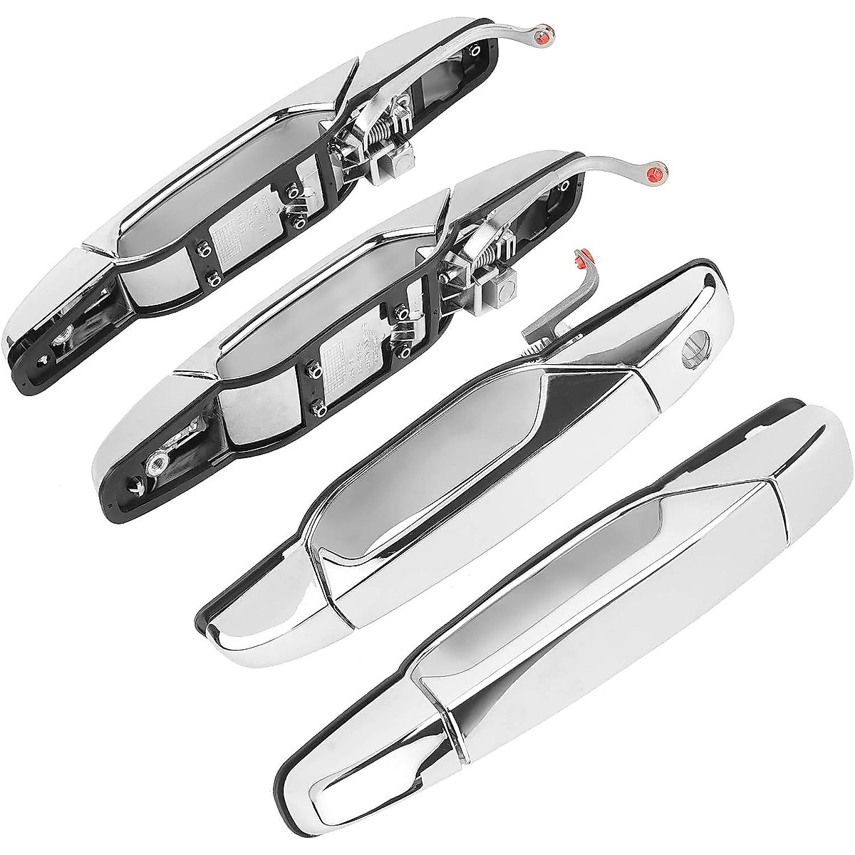 Exterior Door Handle (Upgraded) 4 PCS Front Rear Driver & Passenger for 2007-2013 Chevy Silverado Suburban Tahoe Avalanche, GMC Sierra Yukon, Cadillac Escalade Replaces 22738721 22738722 22738725