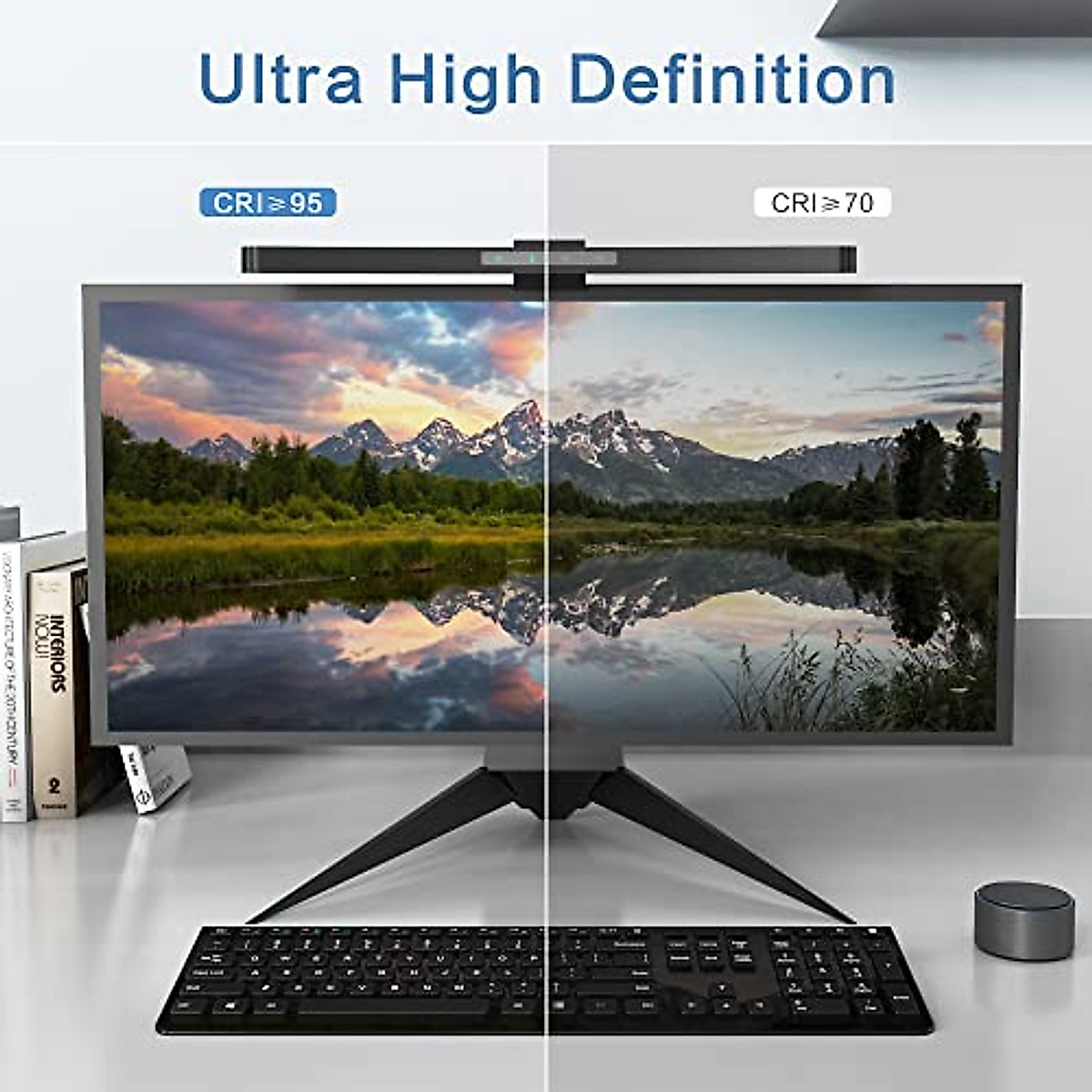 ONWAY Curved Monitor Light Bar with Wireless Remote,Monitor Light Bar with Auto-Dimming and Camera Base,Applicable to all screens. No Screen Glare,for Home and Office
