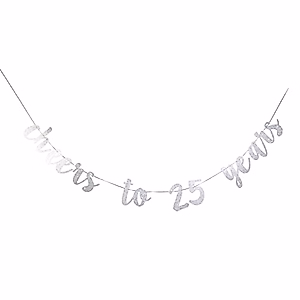 StarsGarden Cheers to 25 Years Banner – It's My Funny Fabulous 25 Banner -25th Birthday Banner Decorations - Finally 25 Milestone Happy Birthday Decorations(Silver 25) (SG-22NP458)