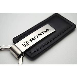 Au-TOMOTIVE GOLD, INC. Officially Licensed Black Leather Key Chain for Honda
