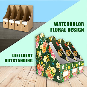 ANZON MORIES Jasper Floral Magazine File Holder 2 Pack, Document Organizer Storage Box, Book Bin, Desk File Rack, Perfect for A4 and US Letter Size Document, Office Folder, Newspaper Tray