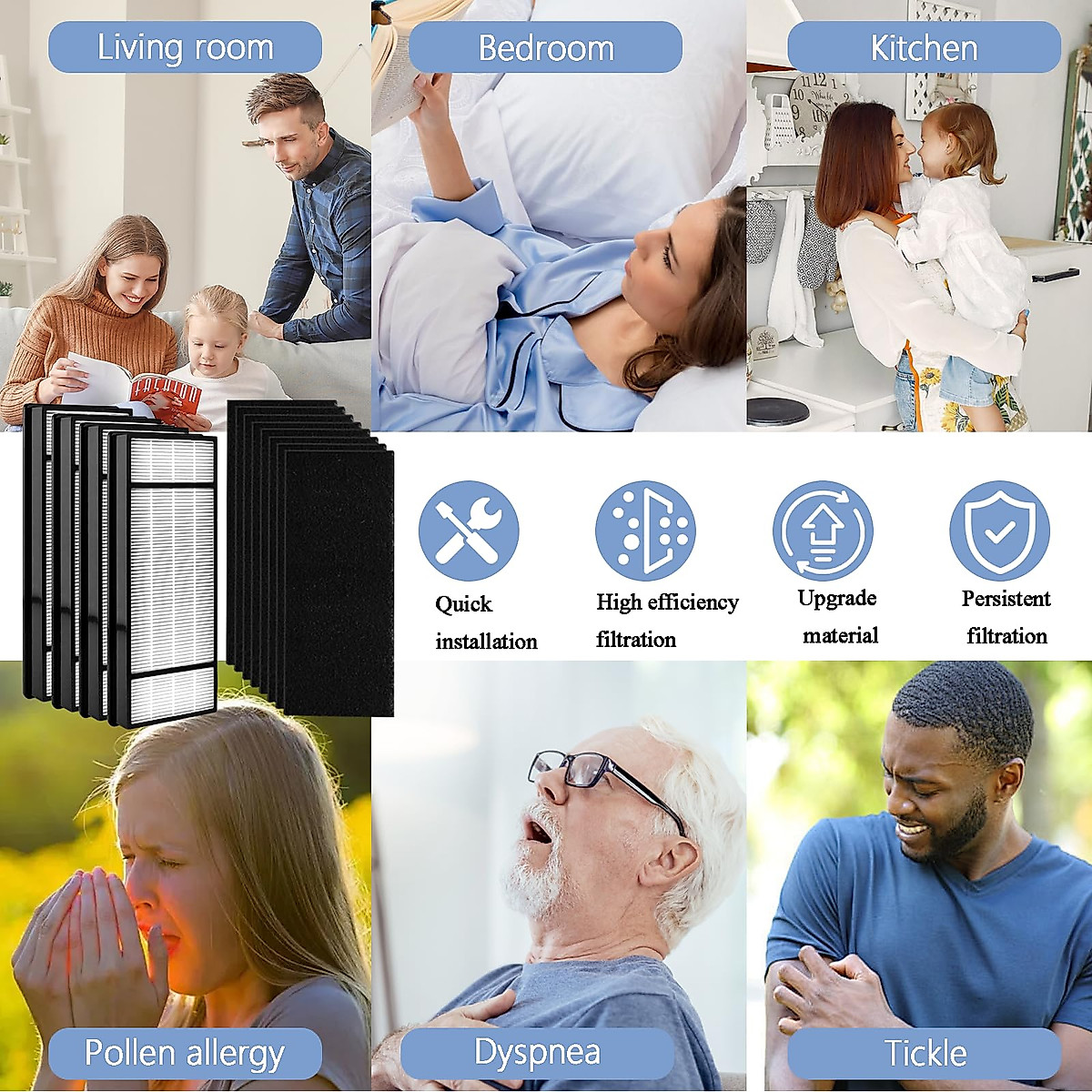 4 + 4 Pack HEPA Filters,Compatiable with Honeywell H Filter,True HEPA Replacement Filters H Compatible with Honeywell HRF-H1 HRF-H2 Fits Model HPA050, HPA150, HPA060, HPA160, HHT055, HHT155