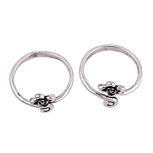 NOVICA Artisan Handmade Sterling Silver Toe Rings Flower Motif Pair No Stone India Floral [ 2 mm W] ' Flower and Swirl' Pair