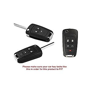 iJDMTOY Exact Fit Glossy Red Smart Key Fob Shell Cover Compatible with Chevy Camaro Cruze Malibu SS Spark Volt, Compatible with GMC Terrain 3 4 5 Buttons Folding Key Fob
