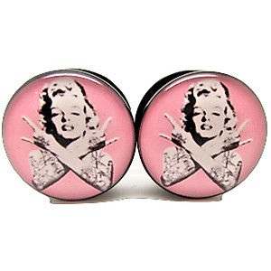 Pierced Republic Marilyn Monroe Tatted Ear Plugs - Acrylic - Screw-On - New *Pair* - 8 Sizes (00 Gauge (10mm))