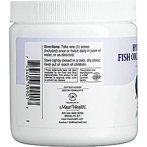 Maxi Health Collagen Powder - Collagen Protein Powder - Marine Collagen Powder for Women & Men - Type I Unflavored Fish Collagen Hydrolyzed Collagen Protein - Hair Growth & Skin Supplement (10.75 oz)