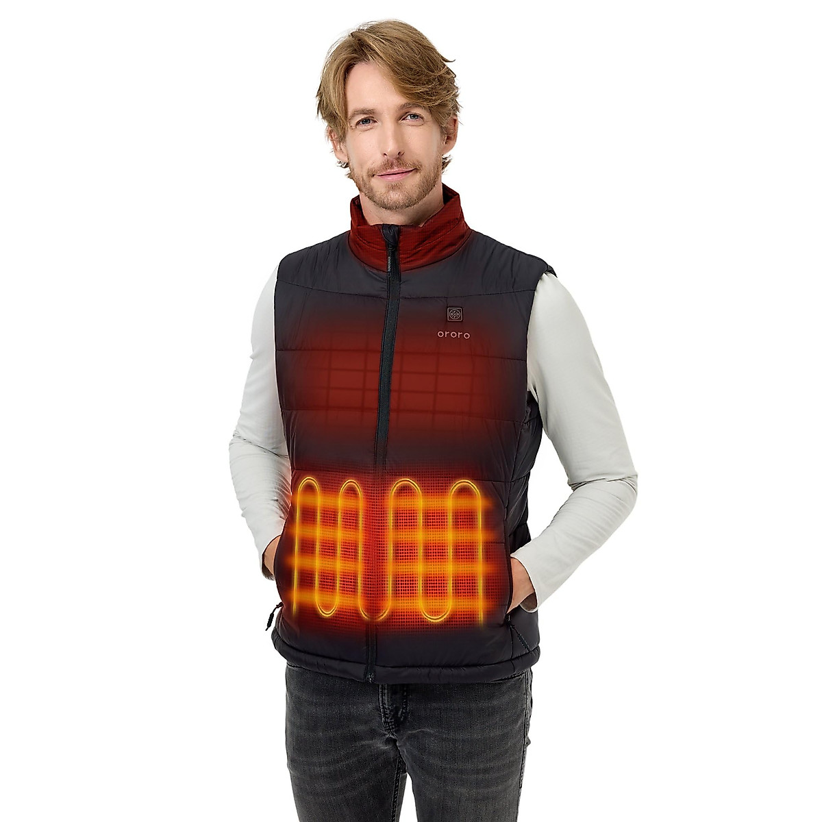 ORORO Men's Tall Size Heated Vest with Battery Pack, Puffer Heating Vest (Charger Not Included) (Black, XLT)