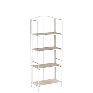 Crofy No Assembly Folding Bookshelf for Living Room, 4 Tier White Collapsible Book Shelf for Home Office, Portable Bookcase Storage Organizer