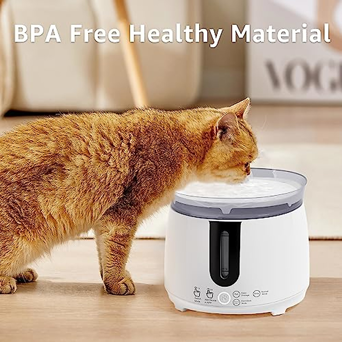 AQHH Cat Water Fountain, Pet Water Fountain with Upgraded Wireless Pump for Cats and Small Dogs, Ultra Quiet Water Fountain for Cats Inside, Easy to Clean and Assemble, App Control, 2L