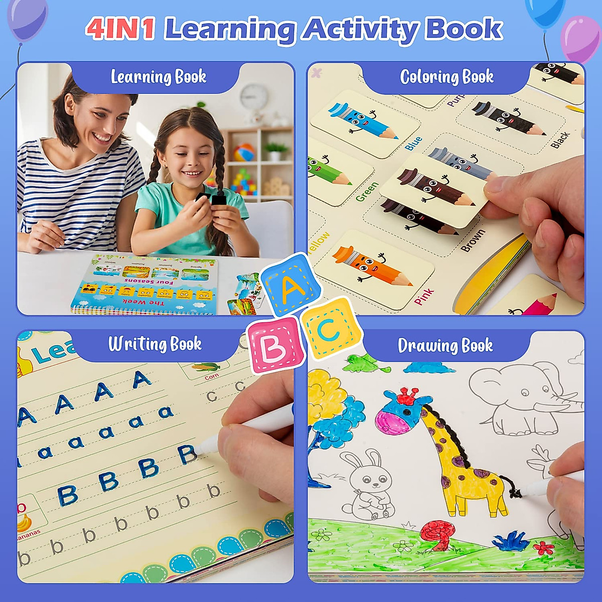 CALSPY Magnetic Busy Book for Kids - Montessori Kindergarten Preschool Learning Activities,23 Pages Autism Sensory Education Toys,Children's Day, Birthday and Airplane Travel Present