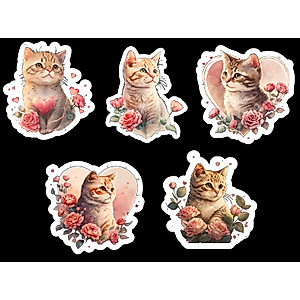 Valentine Cats, Set of 20 Stickers, Waterproof Sticker, Journal Sticker, Die Cut Stickers, Cat Sticker, Kitten Sticker, Love, Valentines Day