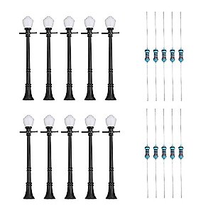 Artudatech 10PCS LCX04 Model Railway Lamppost Lamps Street Lights O Scale LEDs