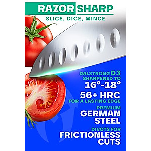 Dalstrong Santoku Knife - 7 inch - Gladiator Series ELITE - High Carbon German Steel - Sheath Included - Razor Sharp Kitchen Knife - Asian Vegetable Knife - NSF Certified