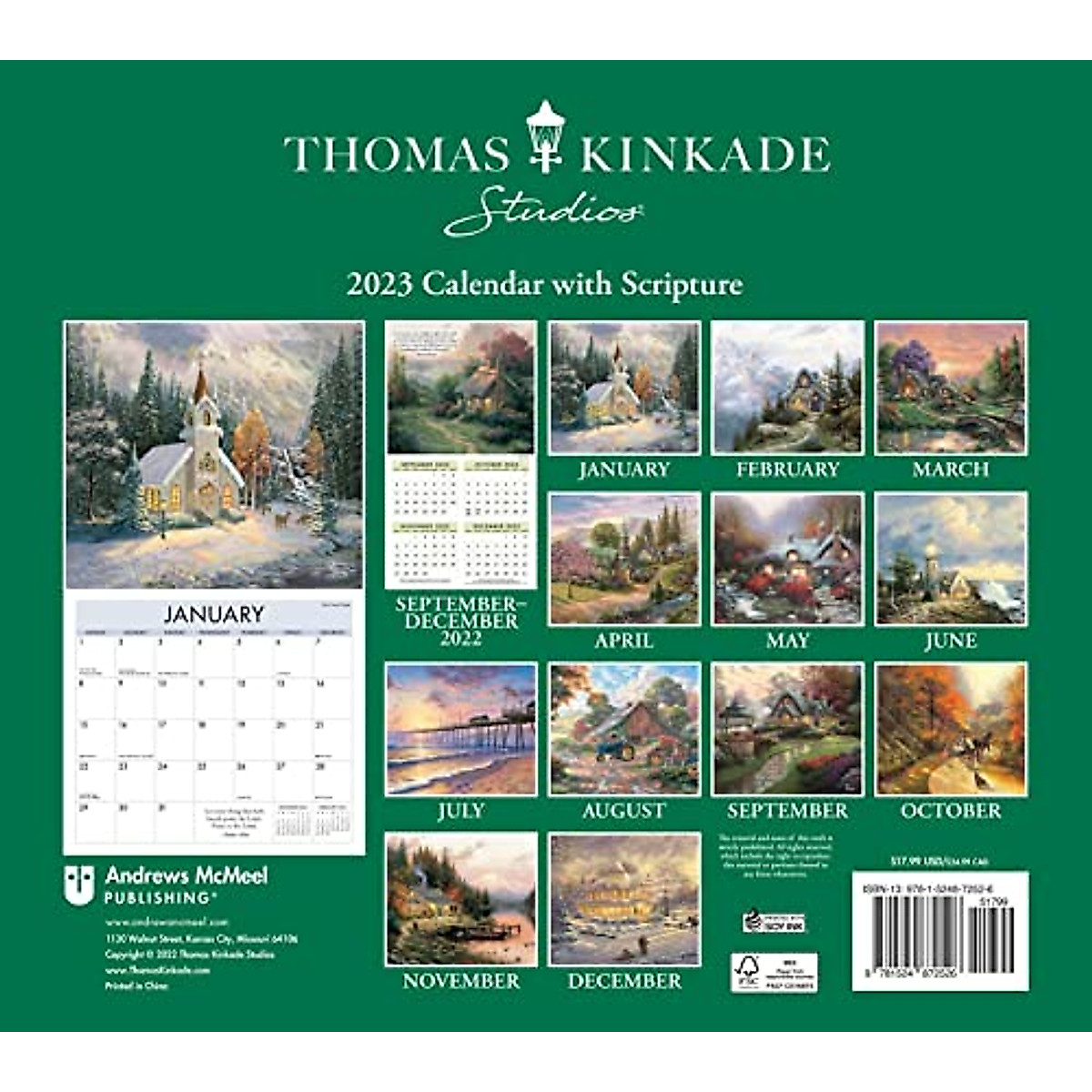Thomas Kinkade Studios 2023 Deluxe Wall Calendar with Scripture