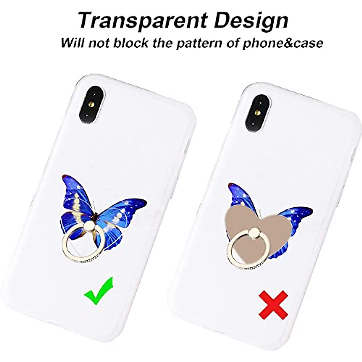 Transparent Clear Cell Phone Ring Grips Holder for Apple iPhone Samsung Galaxy, Finger Ring Stand for Smartphones Tablets Cases(4 Pack£©