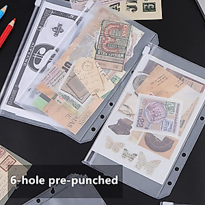 YOTINO 30PCS A6 Size 6 Holes Binder Pockets,Binder Zipper Folders, Waterproof PVC Clear Cash Budget Envelopes Binder Pouches, for 6-Ring Notebook Binder for Cards, Coins, Stamps