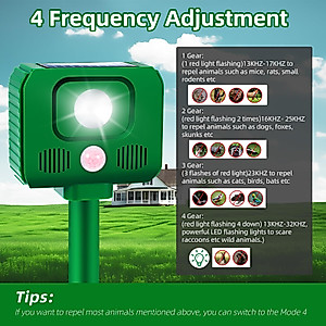 Jahy2Tech Ultrasonic Animal Repellent Outdoor Deer Repellent Devices Sonic Cat Repellent with Motion Sensor & Strobe Light, Skunk Rabbit Raccoon Repellent Solar Animal Repeller Deterrent for Yard