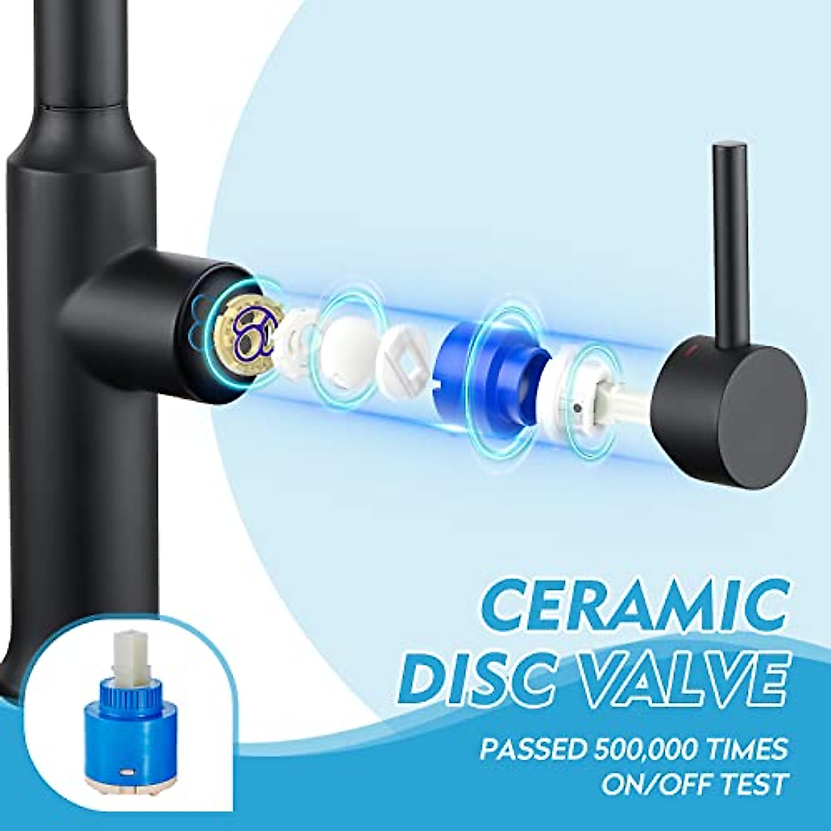 CREA Bar Sink Faucet Kitchen Faucets Black with Pull Down Sprayer RV Small Mini Sink Faucet Magnetic Docking for Laundry Outdoor Camper