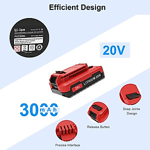 2 Pack 3.0Ah 20V Lithium-ion Replacement Batteries Compatible with Porter Cable 20V Battery PCC681L PCC682L PCC660 PCC641 PCC683L PCC685L PCC601 PCC670