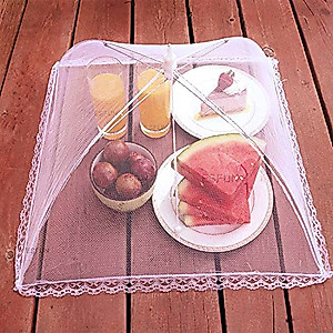 (6 Pack) ESFUN Food Net Covers for Outside, 17"x 17" Large Outdoor Food Cover Mesh Screen Tents Umbrella Fly Food Covers for Picnics, Parties, BBQ, Camping, Reusable and Collapsible