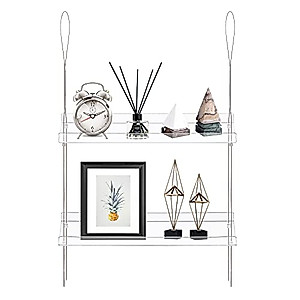 Sumerflos Acrylic Hanging Floating Shelves, 2Tier Clear Indoor Wall Window Storage Rack, Height Adjustable Display Floating Shelves for Home, Kitchen, Bedroom, Bathroom