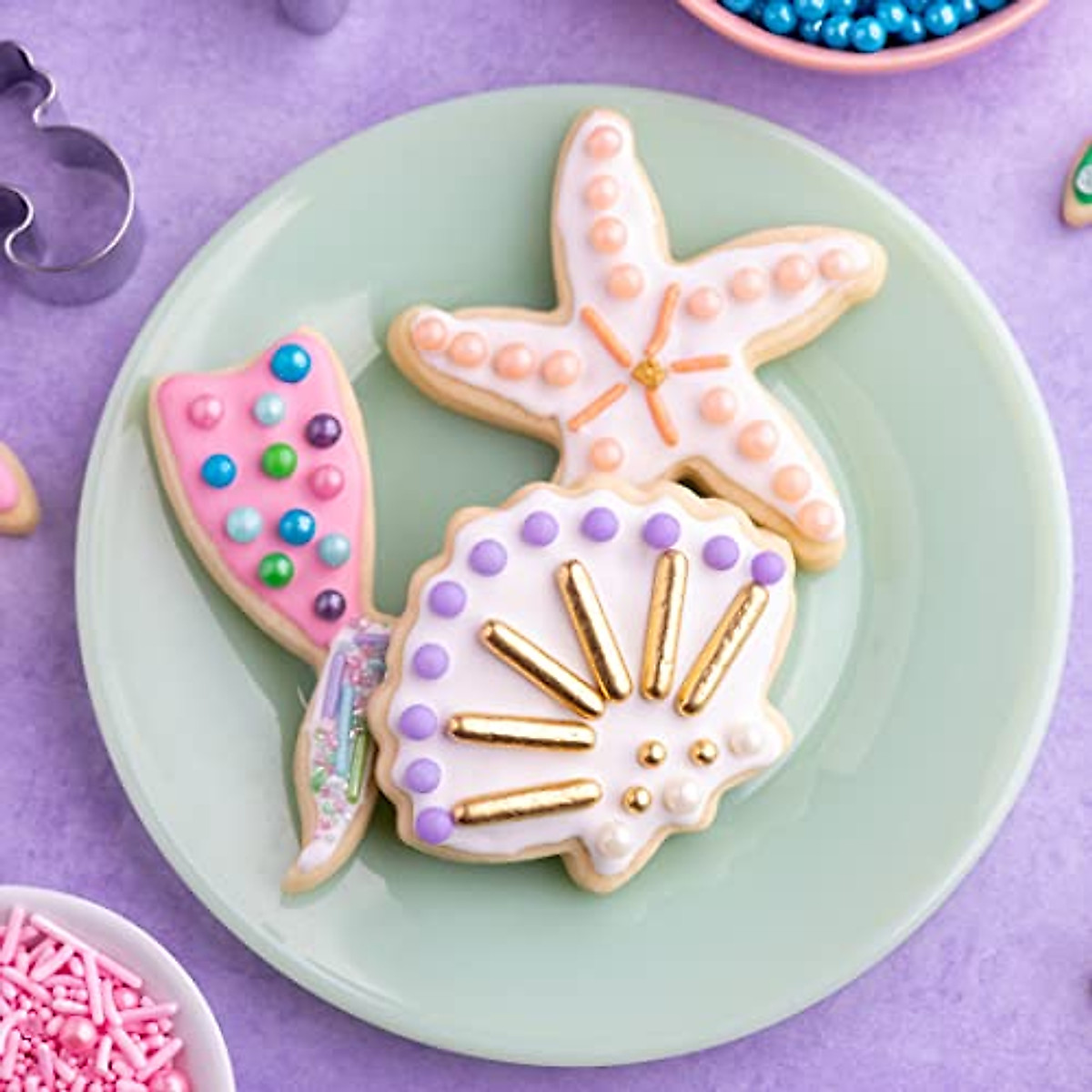 Cookie Cutter Kingdom, Mermaid Sea Themed Cookie Cutter Set, 8 Piece Set, Cookie Cutters Shape, Biscuit Fondant Cutters for Party Decorations (Mermaid - 8 Pack)