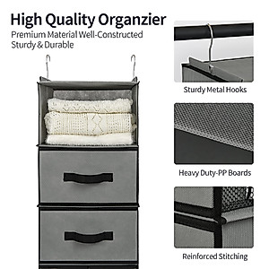 GRANNY SAYS Bundle of 2-Pack Clothing Storage Bins with Lids & 1-Pack Hanging Storage Shelves for Organizing