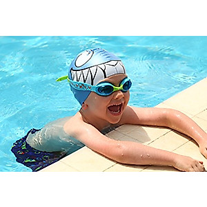 Zoggs Boy's Silicone Character Shark Swimming Cap - Blue