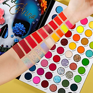 DE'LANCI Big Colorful Eyeshadow Palette Professional 54 Color Board Eye Shadow Bright Neon Glitter Matte Shimmer Makeup Pallet Highly Pigmented Powder EyeShadow for Women Girl Halloween Christmas Gift