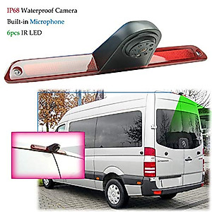 KNRAGHO Brake Light Backup Camera Compatible with Dodge Benz Sprinter W906 /V W Crafter Vans (with Monitor)