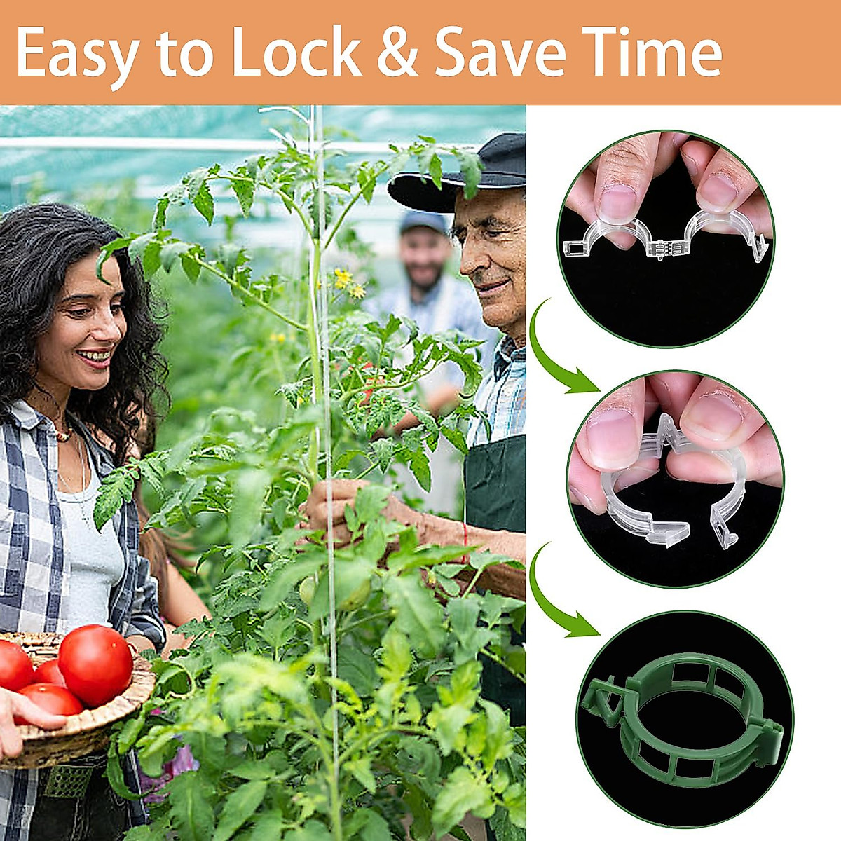 Tomato Clips for Climbing Plants, Upgrade Secured Plastic Plant Clip, Tomato Trellis Clips for Plants Support, Plastic Plant Clips for Tomatoes Vines Gardening Supplies