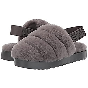 UGG Women's Super Fluff Slipper, Charcoal, 10