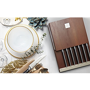 Dalstrong Steak Knife Set - 8 Piece - 5 inch Straight Edge Blade - Gladiator Series Elite - Forged High-Carbon German Steel Dinner Kitchen Knife - Black G10 Handle - Folding Block Set - NSF Certified