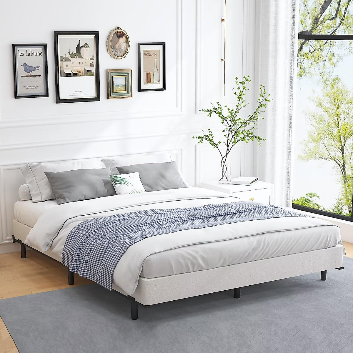 ALDRICH 5 Inch Heavy Duty Metal Box Spring Mattress Foundation 3000lbs Max Weight Capacity/Non-Slip/No Noise/Easy Assembly/Easy Clean Cover,Queen