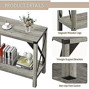 IDEALHOUSE Narrow End Table for Small Spaces, Rectangular Farmhouse Nightstand Sofa Side Table for Living Room, Bedroom, Lounge(Grey)