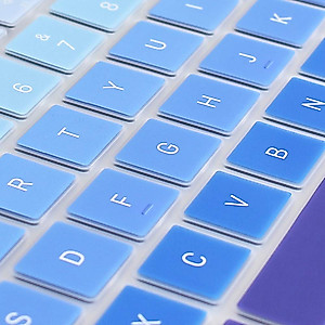 ProElife Blue Gradient Keyboard Cover Ultra Thin Keyboard Protector Skin for MacBook Pro with Touch Bar 13-inch 15-inch (Model A2159, A1989, A1990, A1706, A1707) (2019 2018 2017 2016) (Ombre Blue)