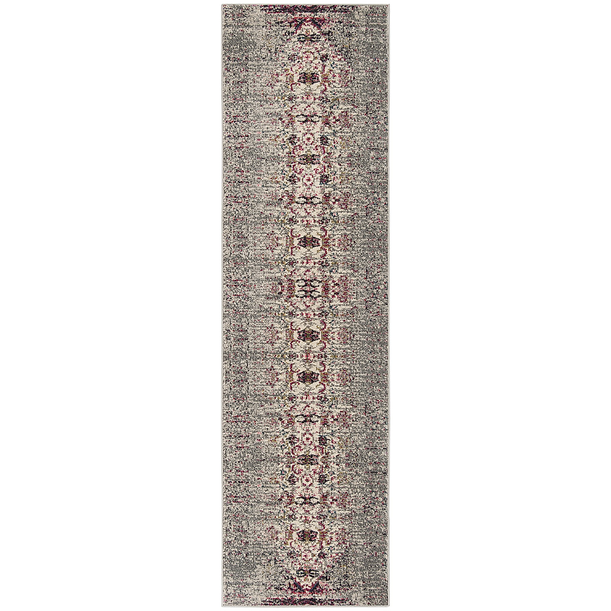 SAFAVIEH Monaco Collection Runner Rug - 2'2" x 8', Grey & Ivory, Modern Boho Abstract Distressed Design, Non-Shedding & Easy Care, Ideal for High Traffic Areas in Living Room, Bedroom (MNC209T)