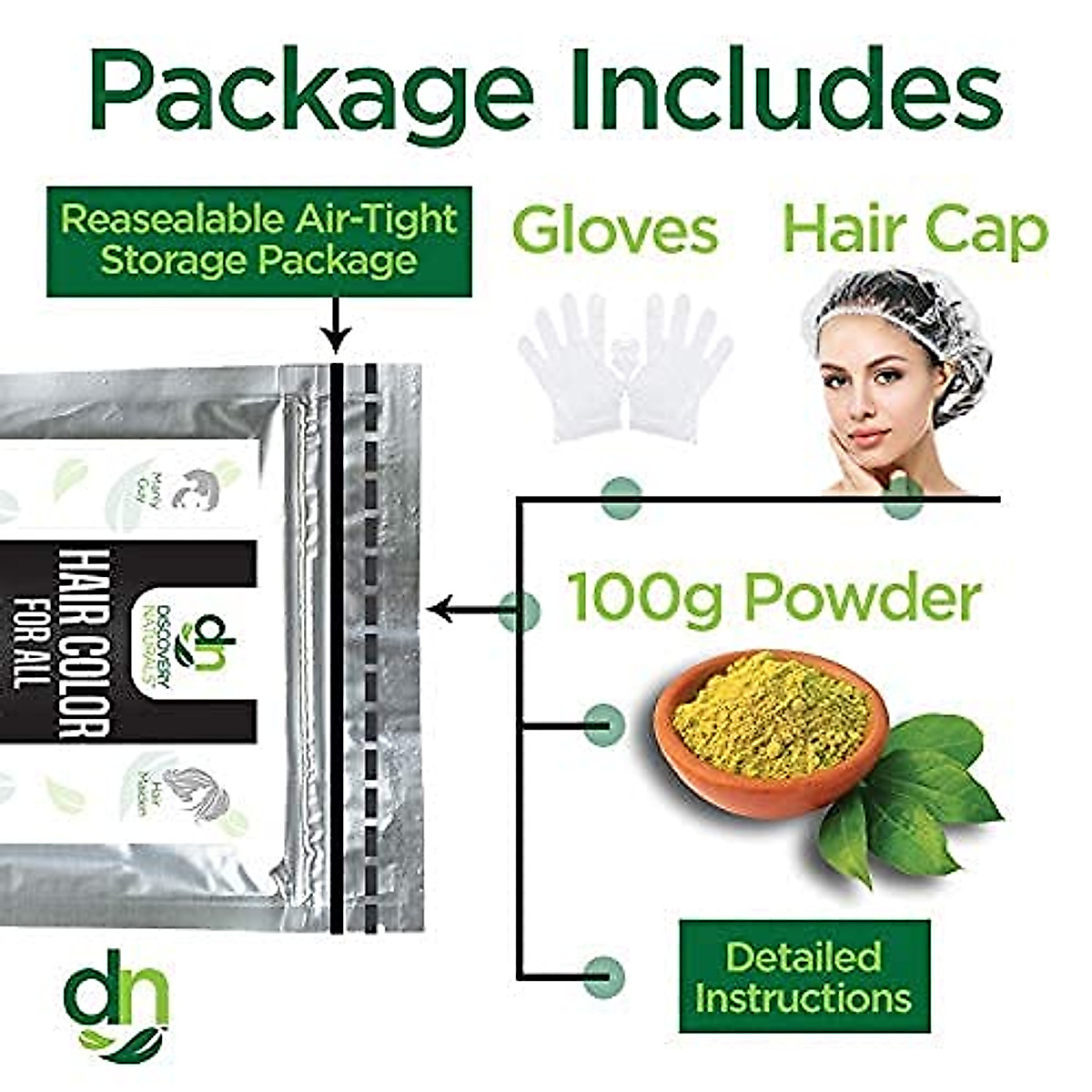 Brown Henna Hair Color For All Kit | 100% All Natural Indigo Powder Hair Dye & Beard Dye (Chestnut Medium Brown) Organic, Herbal & Vegan Chemical & Cruelty Free Permanent Gray Coverage & Tinting