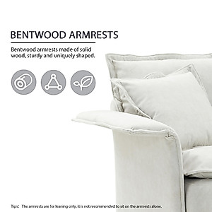 GNIXUU 95" L Shaped Sectional Sofa Couch for Living Room, Modern Tech Cloth Farbic 3 Seat Cloud Couch with Deep Seat and Ottoman, Comfy Upholstered Modular Sofa for Apartment, Office(Beige)