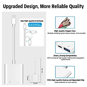 SUNTRSI USB Camera Adapter, USB Female OTG Adapter for iPhone iPad, Portable USB Adapter for iPhone with Charging Port, No Application, Plug and Play