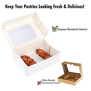 CHOUNYEE 24 PCS Christmas Cookie Boxes for Gift Giving, 9x6x3 Golden Star Christmas Treat Boxes with Window, Auto-Up Holiday Cookie Boxes,Baking Goods Packaging Box for Desserts, Mini Cake, Donuts